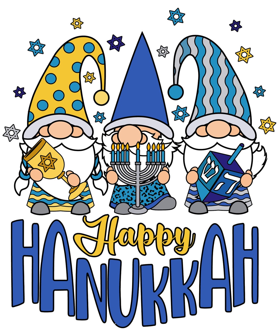 Printable Happy Hanukkah / Jewish Gnomes Art Print / Chanukah Digital ...