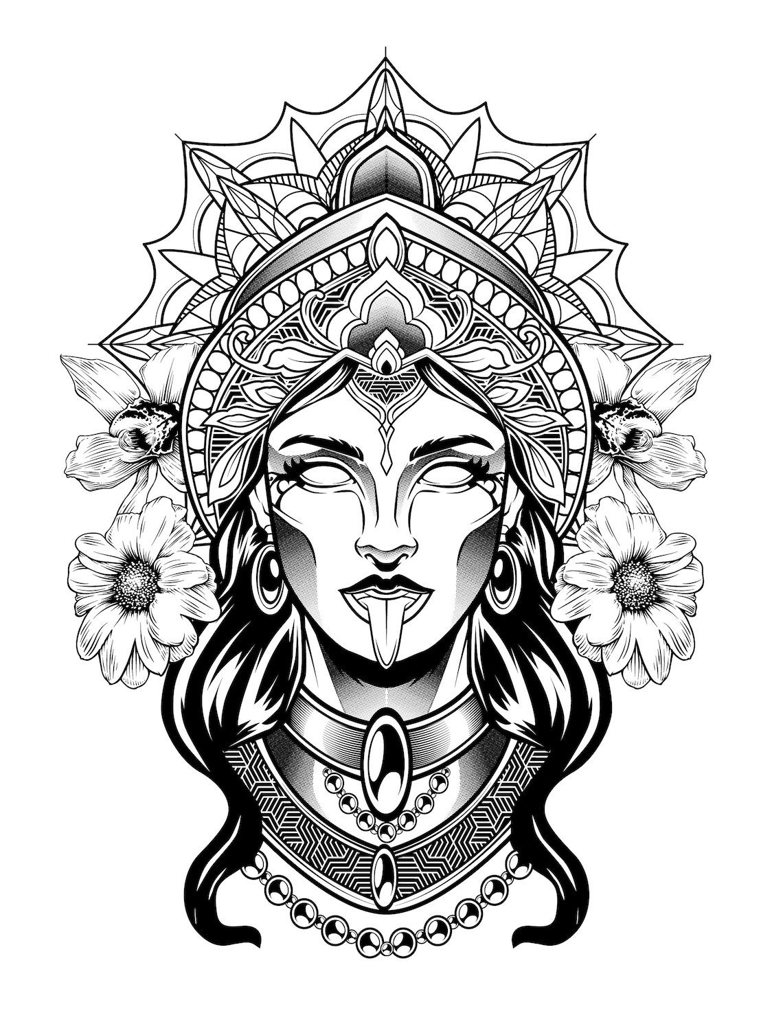 Printable Goddess Kali Art Coloring Page / Digital Download / Hindu ...