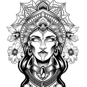 Printable Goddess Kali Art Coloring Page / Digital Download / Hindu ...