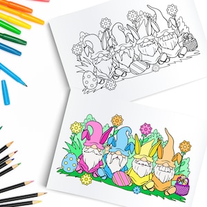 Easter Coloring Pages Printable / Easter Gnomes / Digital Download ...