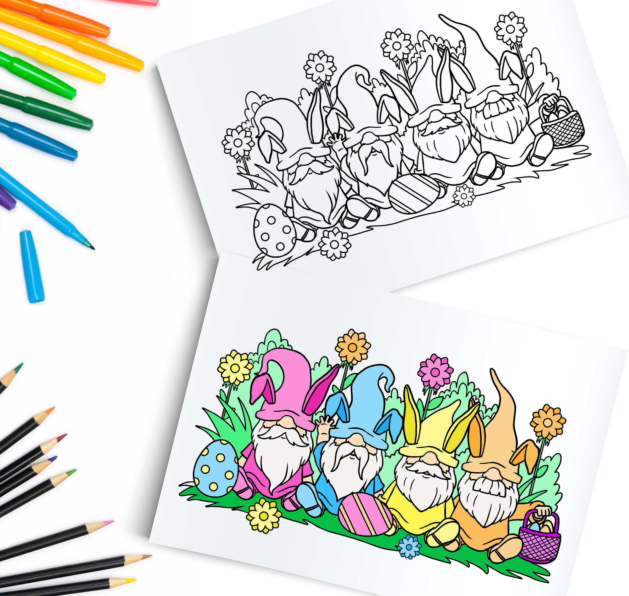 Easter Coloring Pages Printable / Easter Gnomes / Digital Download ...