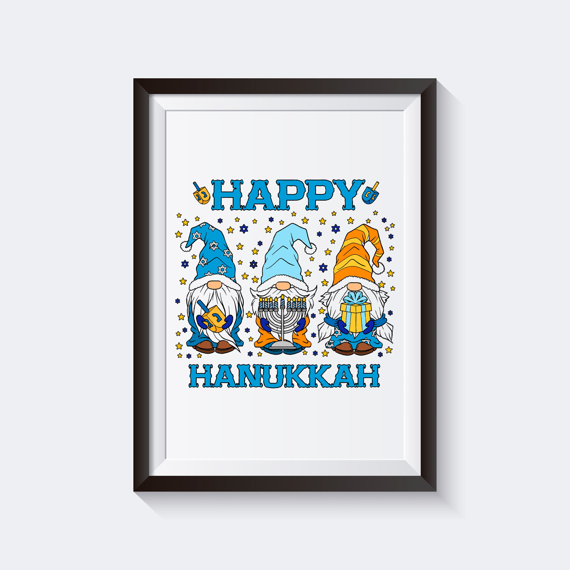 Printable Happy Hanukkah / Jewish Gnomes Art Print / Chanukah Digital ...
