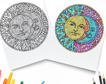 Celestial Sun and Moon Printable / Digital Download / Sun Moon Mandala ...
