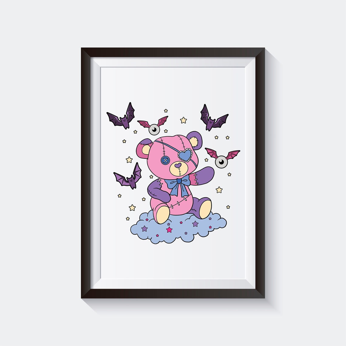 Scary Cute Teddy Bear / Pastel Goth Coloring Pages / Creepy - Etsy