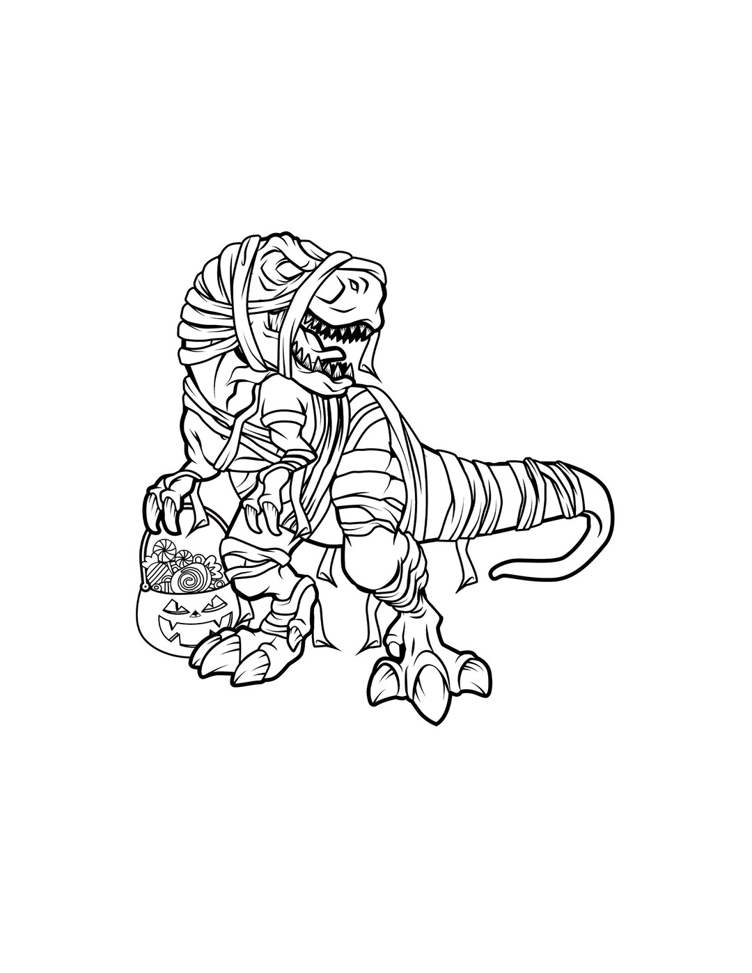 Printable Mummy Dinosaur / Spooky Saurus Rex / Digital Download / Trex ...