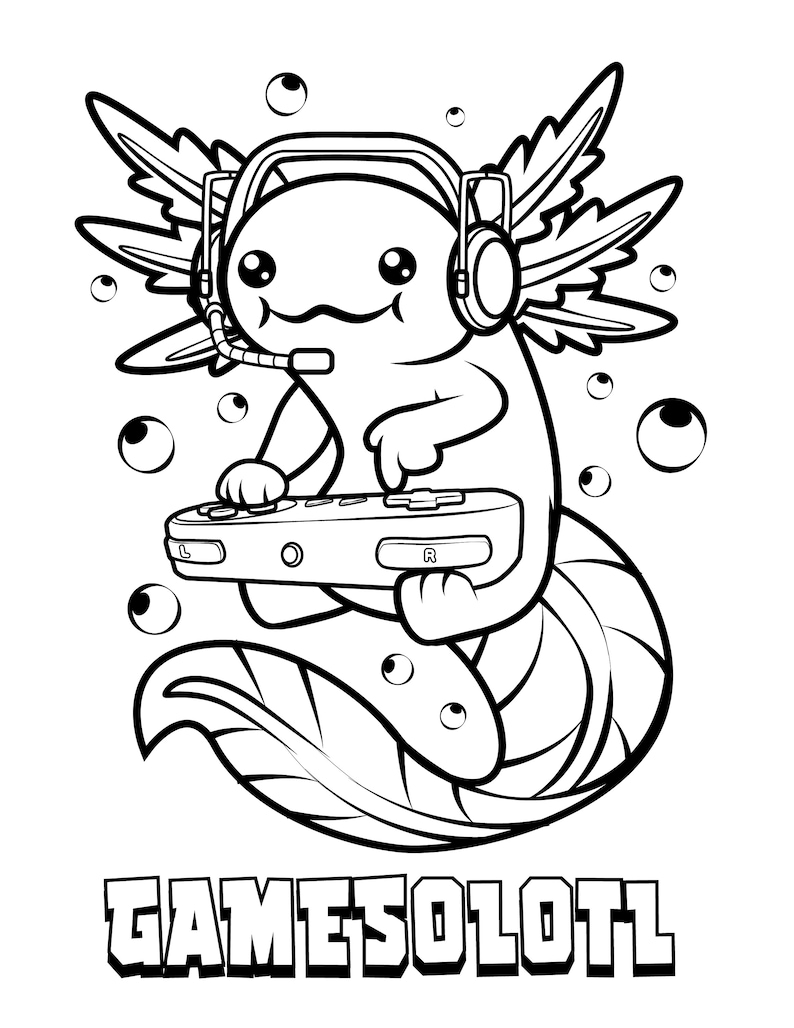 Gamesolotl Coloring Page / Digital Download / Axolotl Printable PDF - Etsy