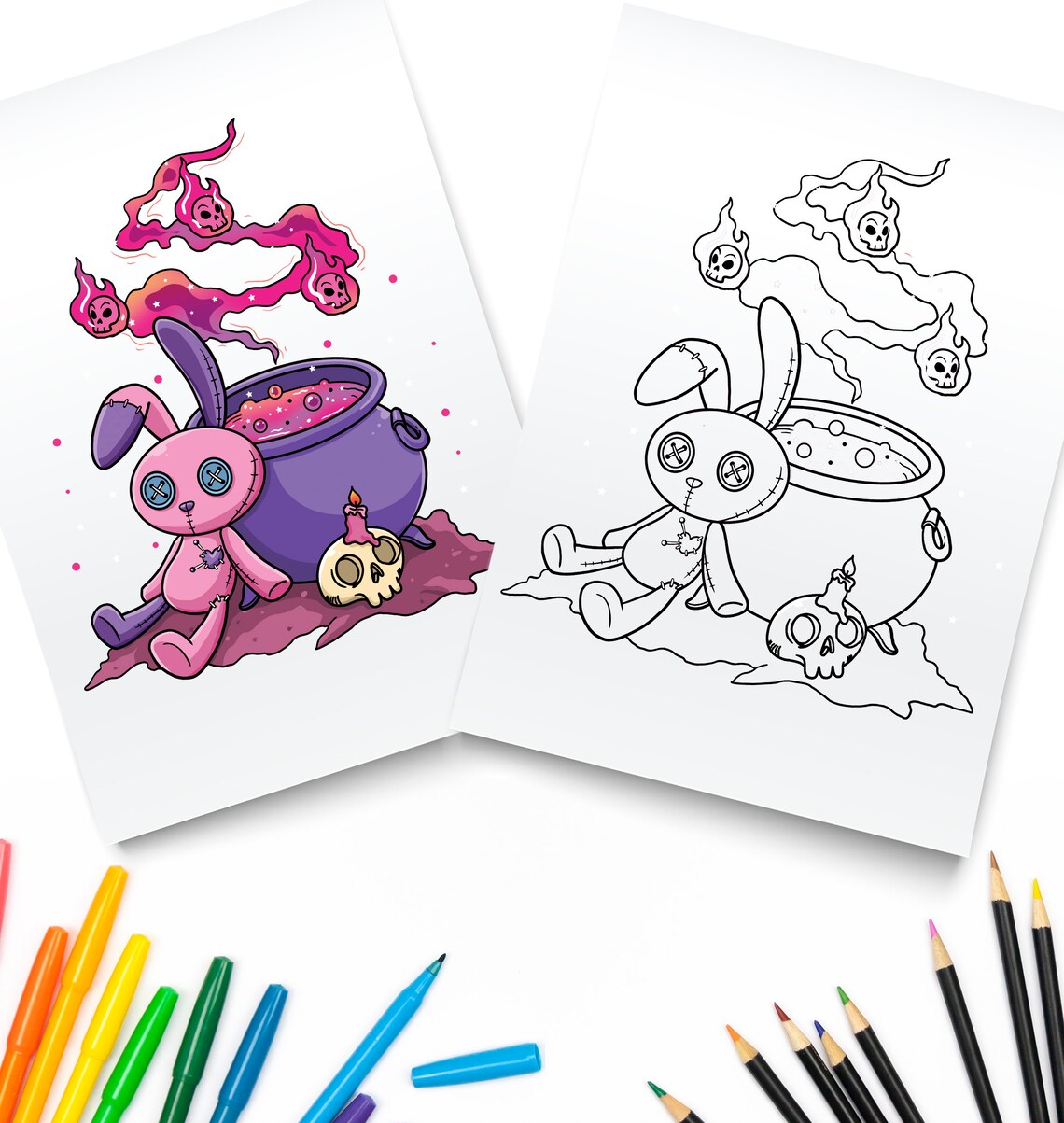 Pastel Goth Coloring Pages / Creepy Kawaii Coloring Pages / | Etsy