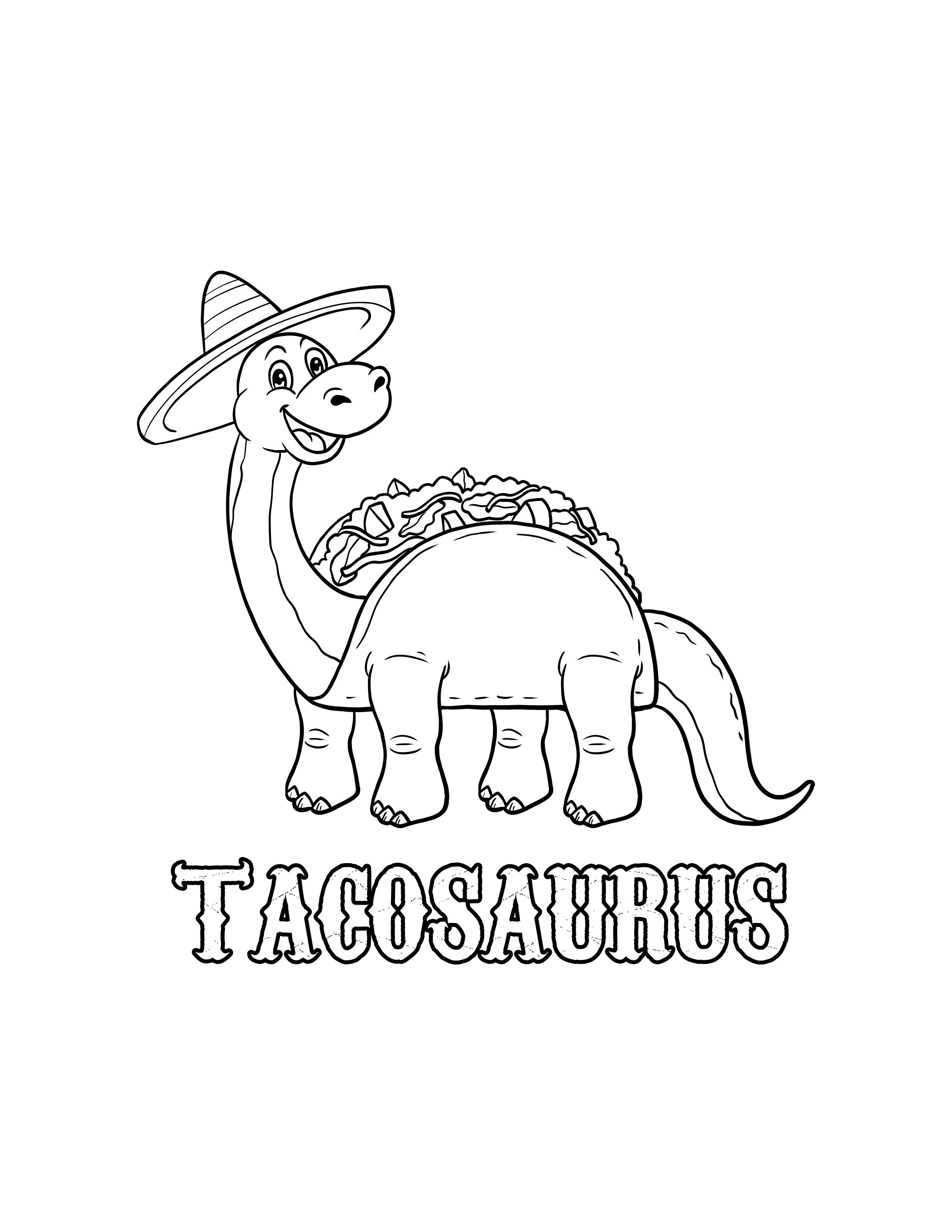 Printable Tacosaurus Coloring Page / Dinosaur Tacos / Digital Download ...