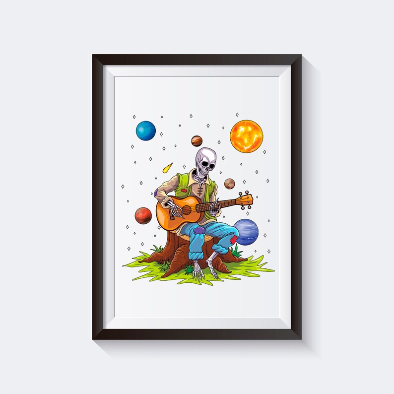 Skeleton Banjo Coloring Page / Outer Space Digital Download / Banjo ...