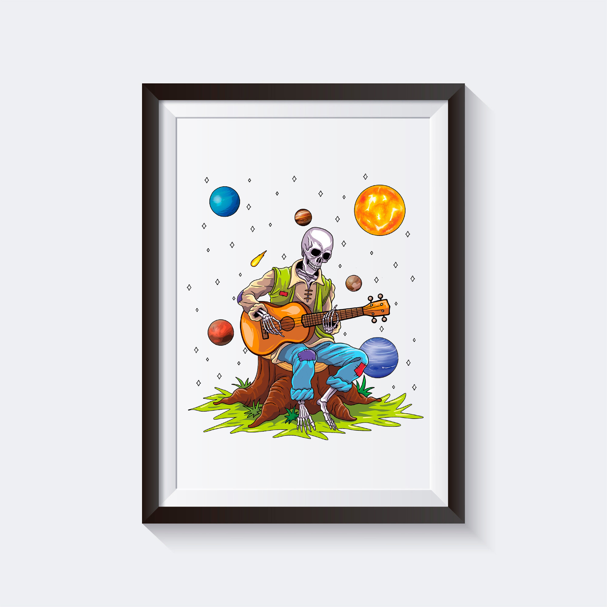 Skeleton Banjo Coloring Page / Outer Space Digital Download / Banjo ...