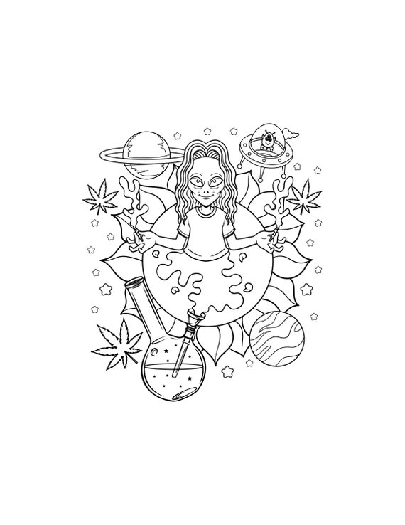 Trippy Alien Printable PDF / Stoner Weeds / Digital Download / - Etsy