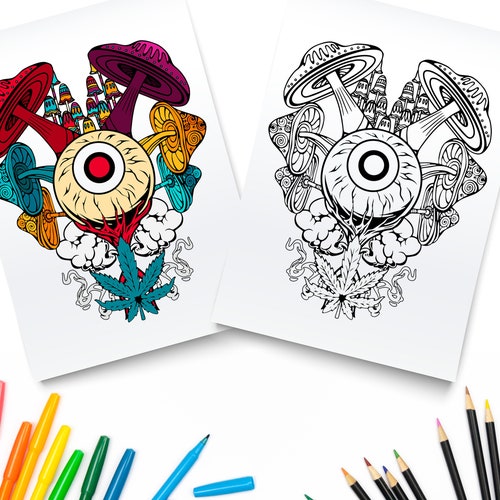 Trippy Alien / Magic Mushrooms Printable PDF / Digital - Etsy