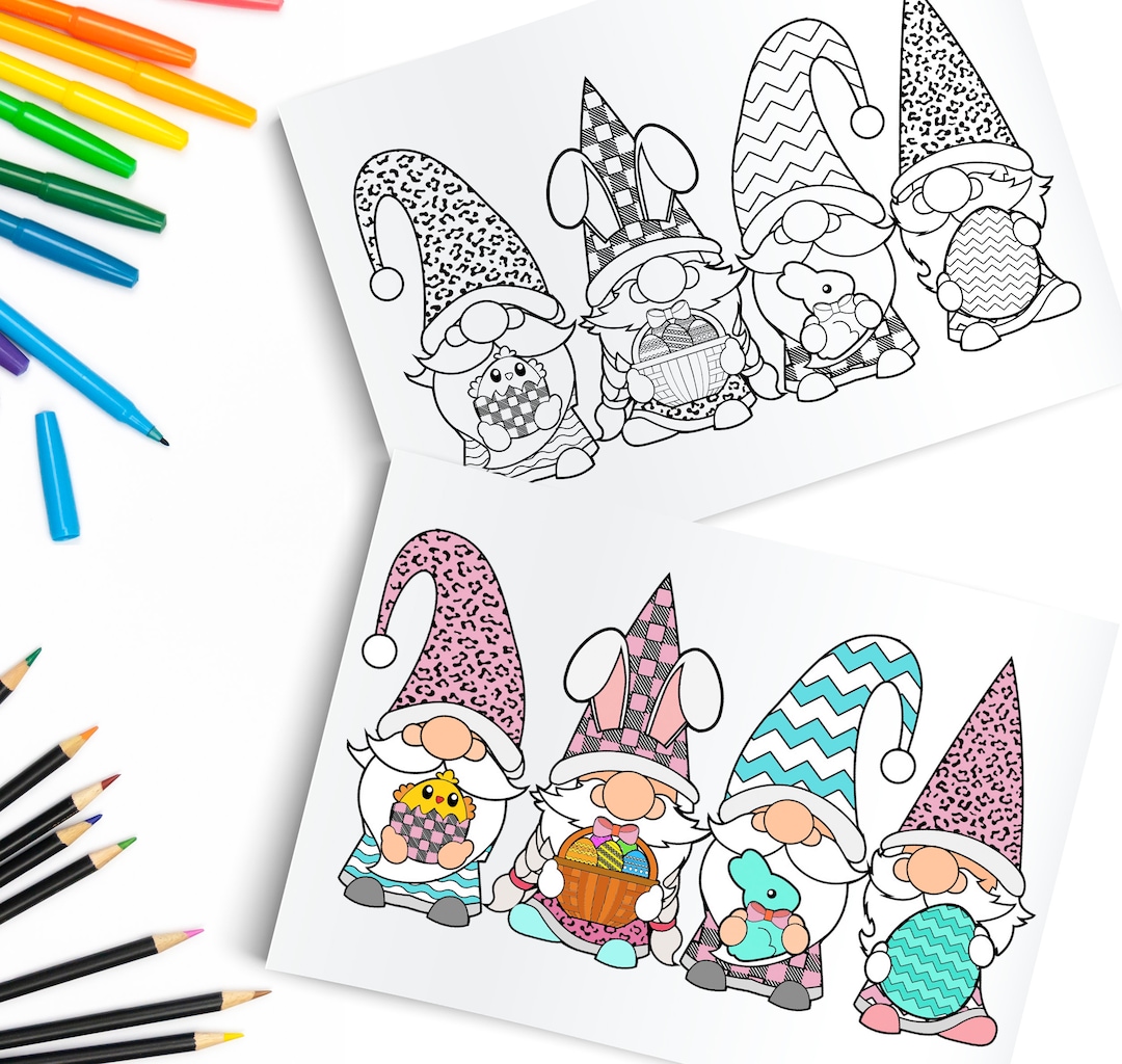 Easter Coloring Pages Printable / Easter Gnomes / Digital Download ...