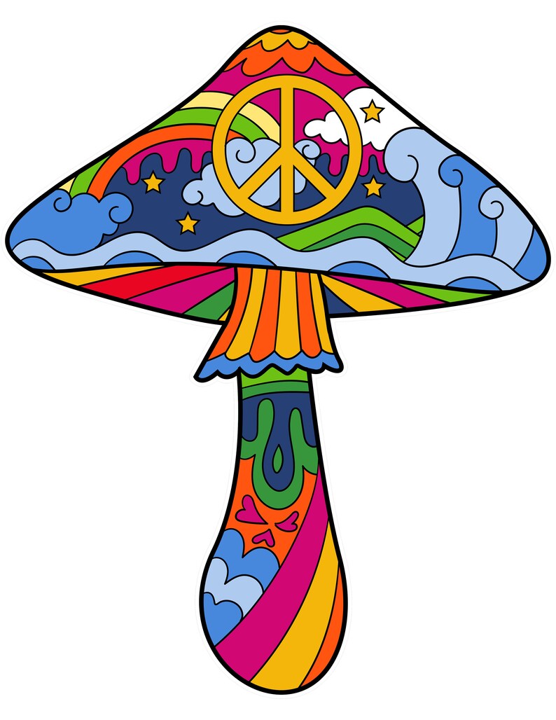 Trippy Mushroom Peace Sign Printable / Digital Download / Magic ...