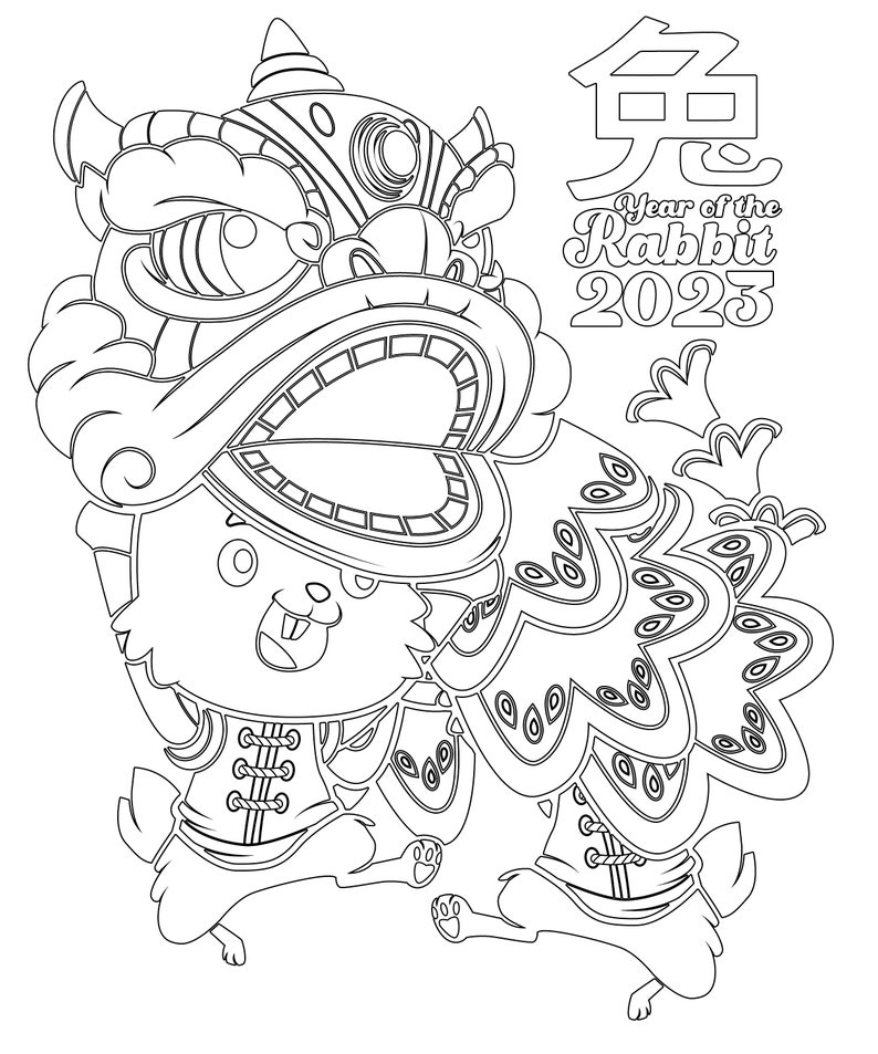 Year of the Rabbit Printable Coloring / Chinese New Year Downloadable ...
