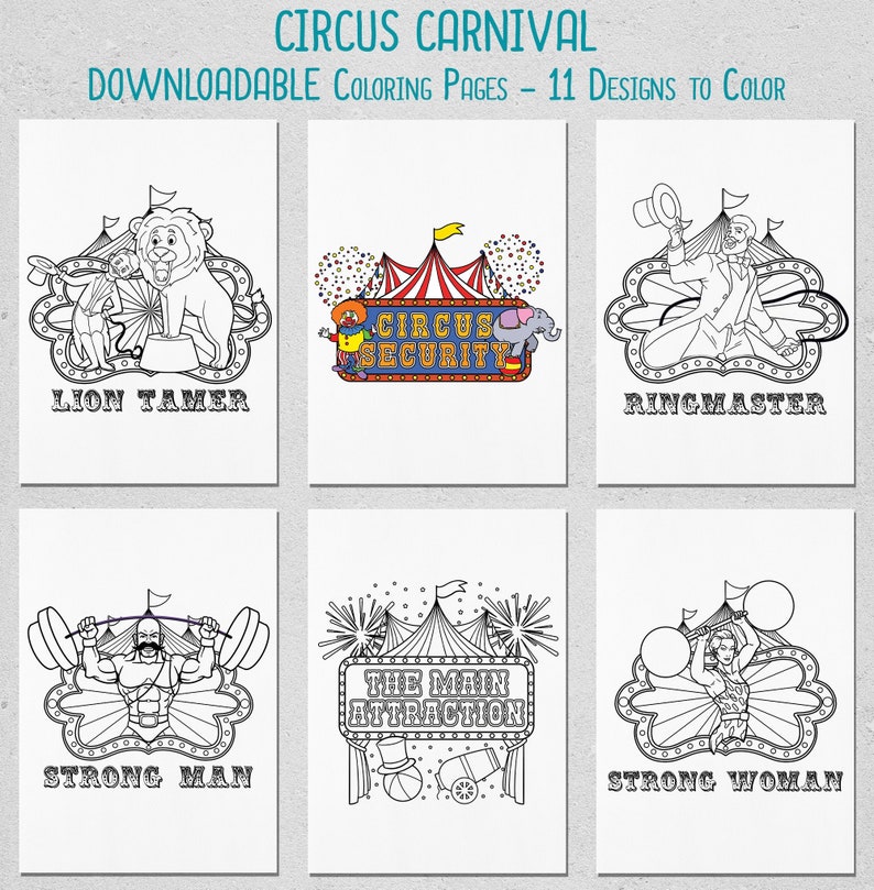 Circus Carnival Printable PDF / Digital Download / Circus Coloring Book ...