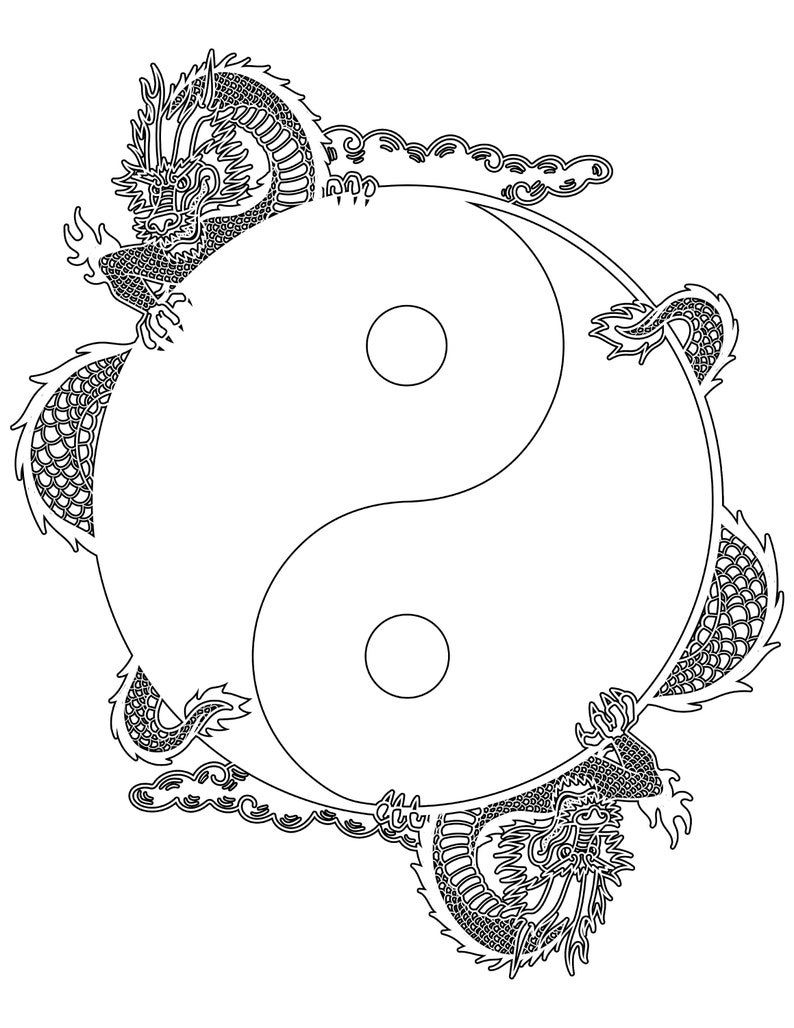 Printable Dragon Yin Yang Digital Download Yin Yang Etsy