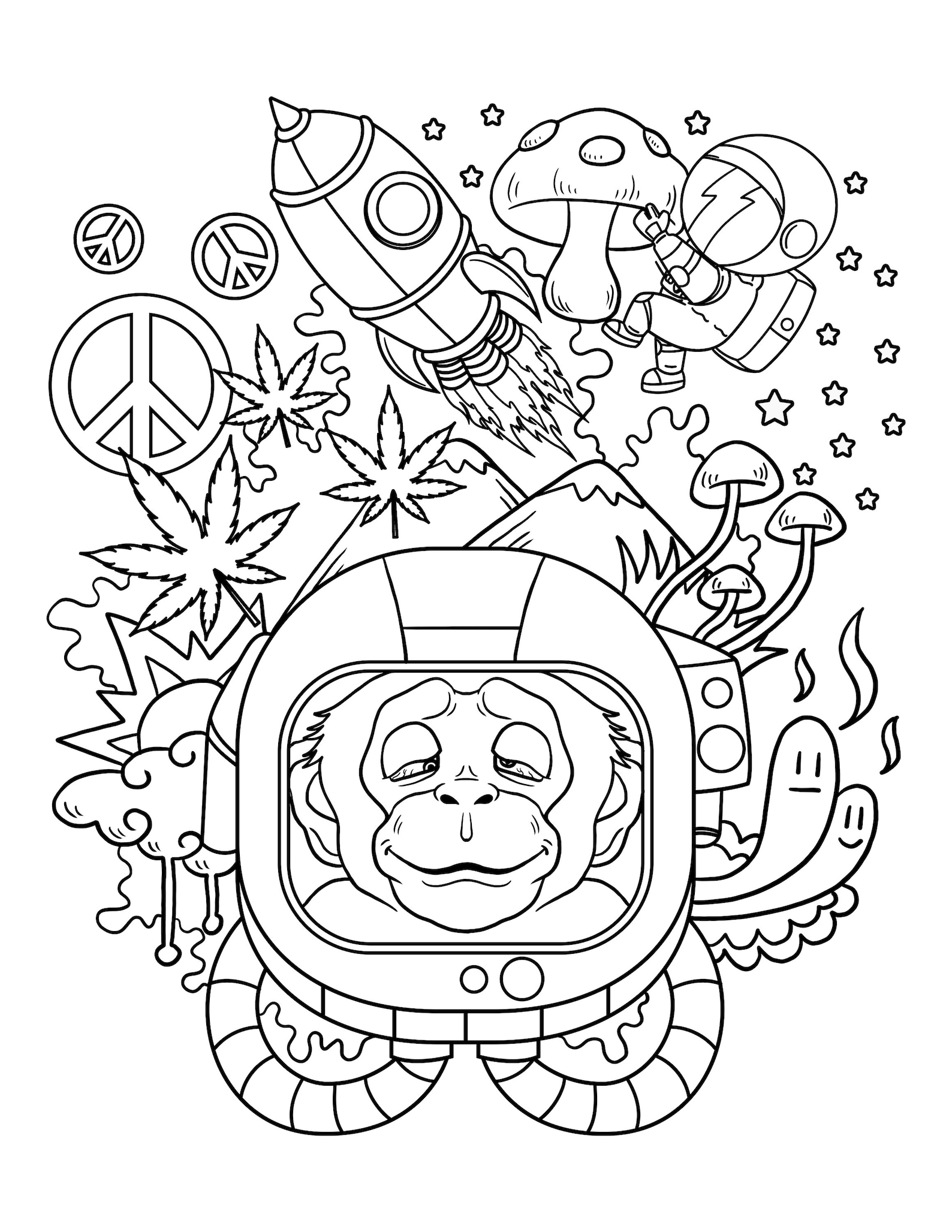 Trippy Hippie Coloring Page / Weeds Printable PDF / Digital - Etsy