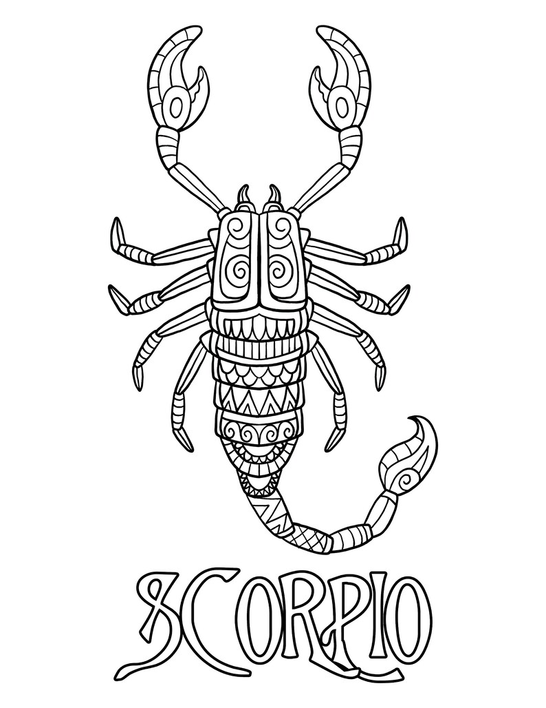 Scorpio Coloring Page / Digital Download / Printable Astrological Sign ...