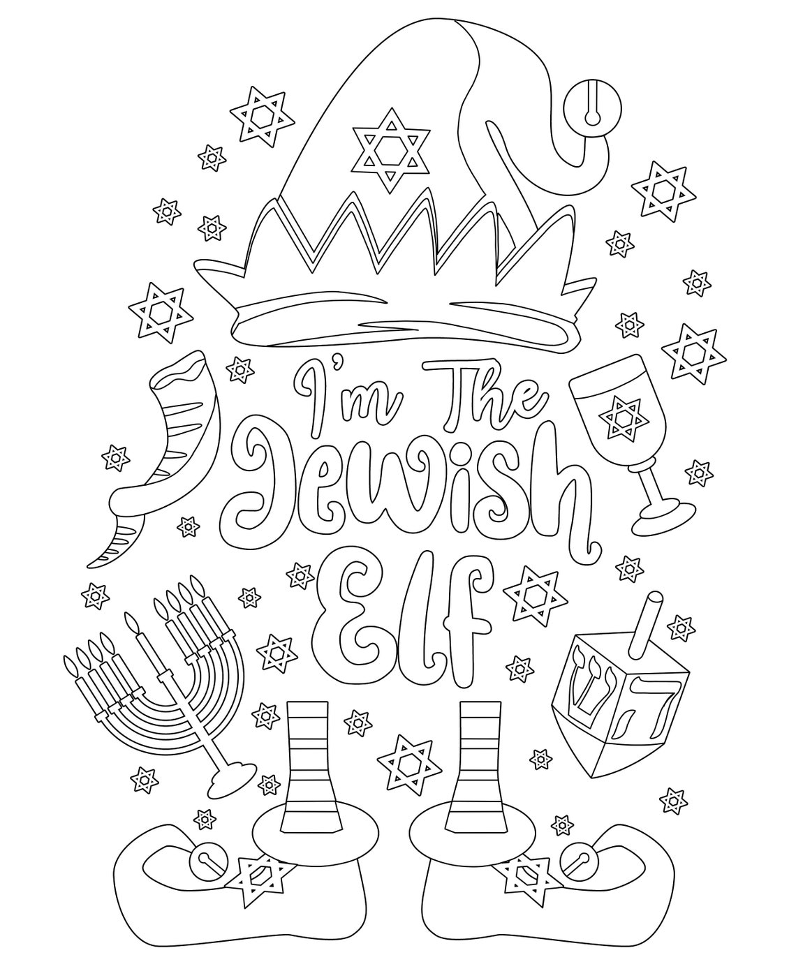 Printable Jewish Elf / Hanukkah Art Print / Menorah Dreidal - Etsy