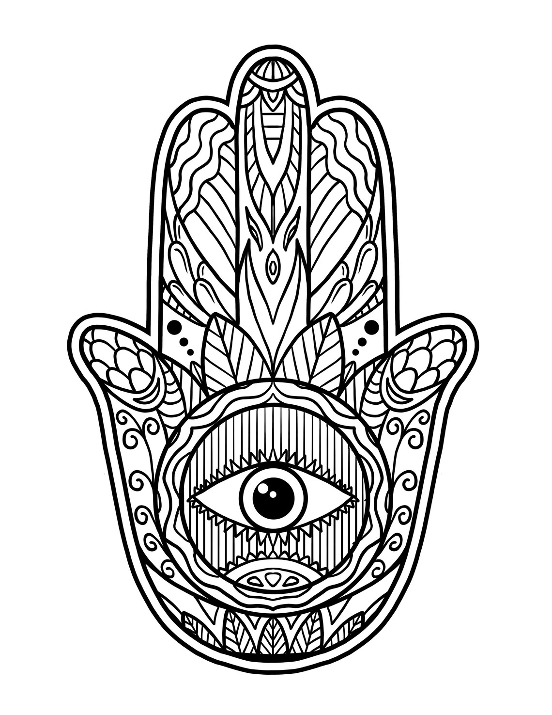 Hamsa Hand Coloring Page / Digital Download / Printable Jewish - Etsy