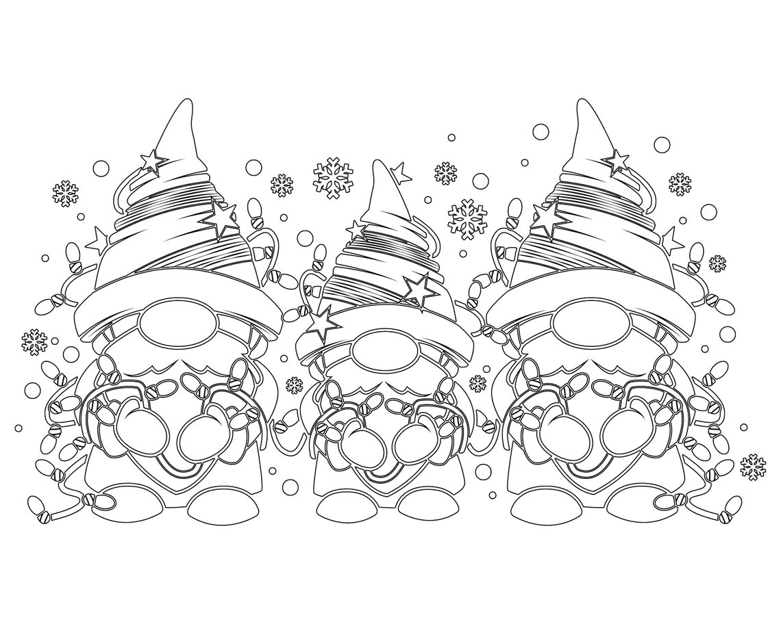 Christmas Gnomes Coloring Page / Digital Download / (Download Now) - Etsy