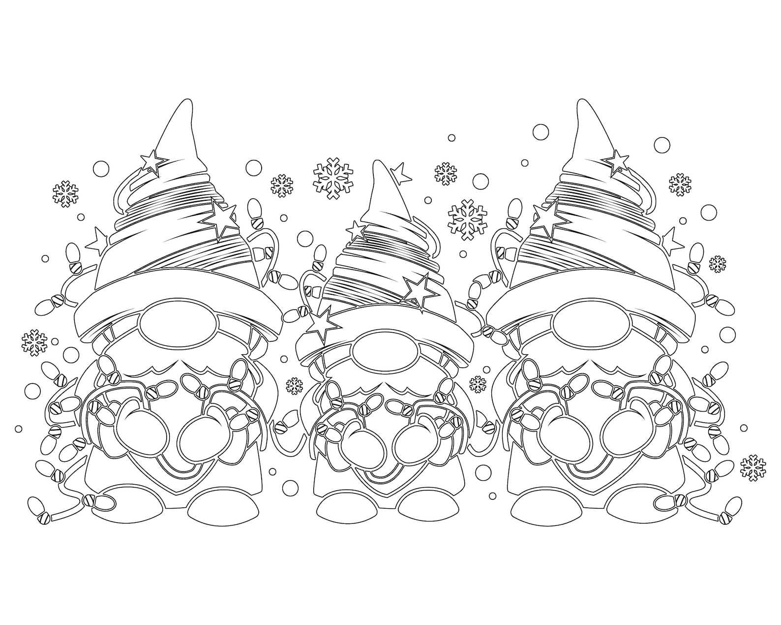Christmas Gnomes Coloring Page / Digital Download / Xmas Gnome Print ...