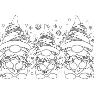 Christmas Gnomes Coloring Page / Digital Download / Xmas Gnome Print ...