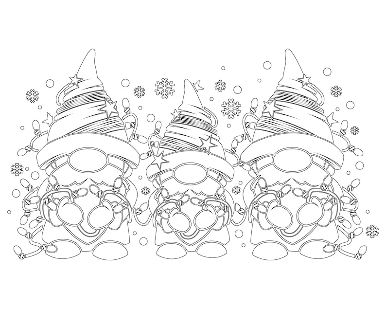 Christmas Gnomes Coloring Page / Digital Download / Xmas Gnome Print ...