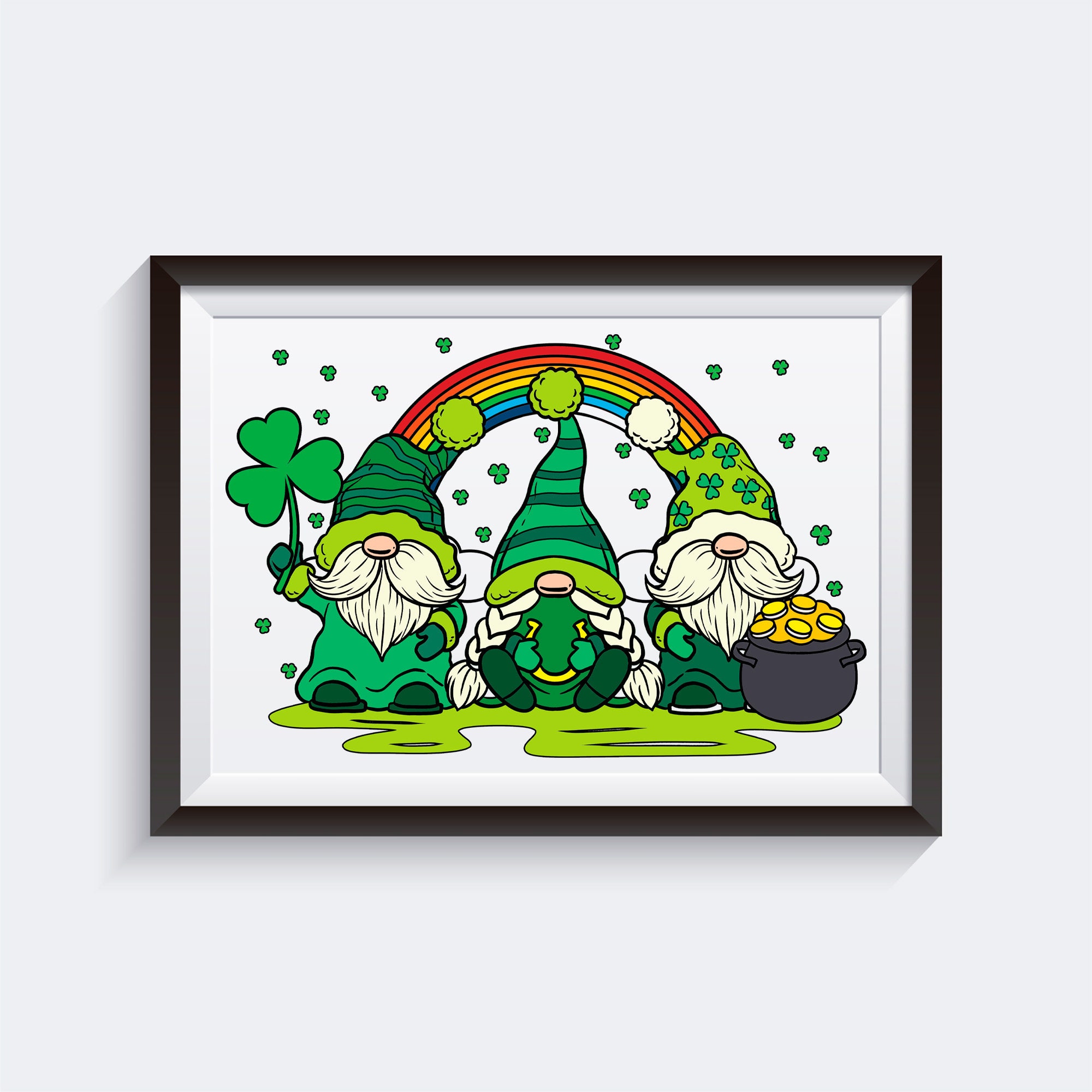St Patricks Printable Coloring / Lucky Gnomes Downloadable / Kids St ...