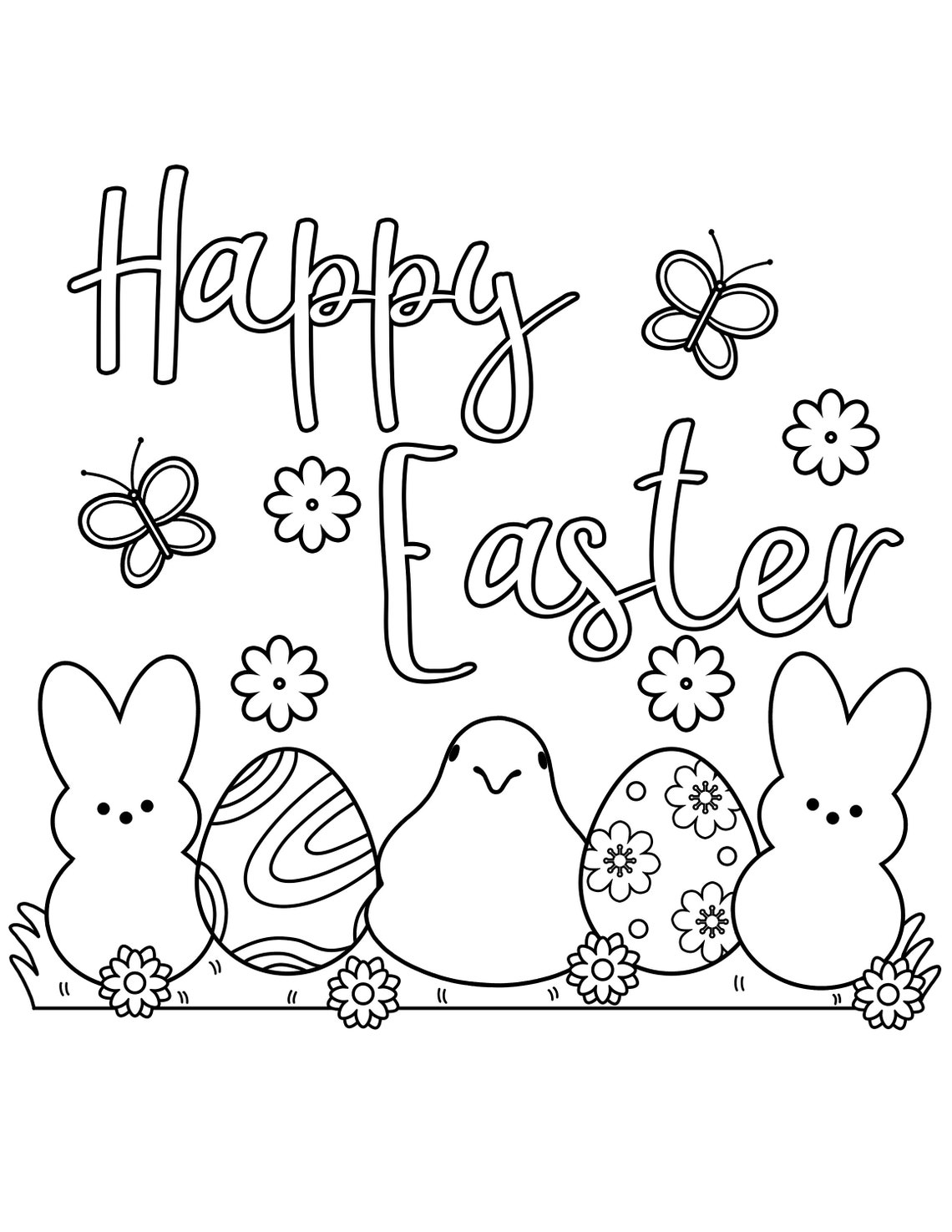 Printable Easter Bundle Coloring Pages / Peeps Coloring Pages / Easter ...