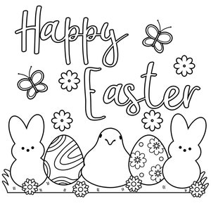 Printable Easter Bundle Coloring Pages / Peeps Coloring Pages / Easter ...