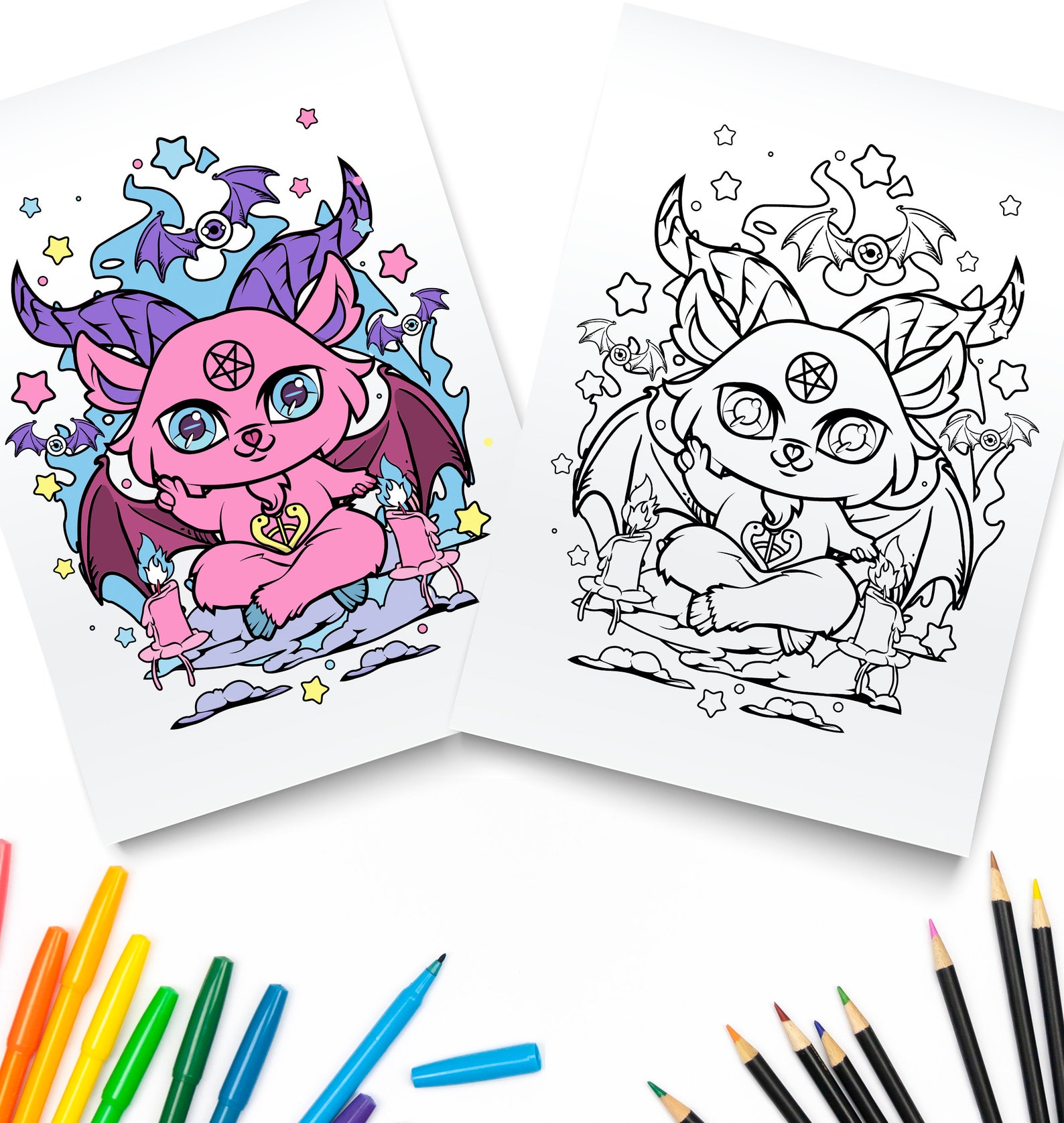 Pastel Goth Baphomet / Pastel Goth Coloring Pages / Creepy Kawaii ...
