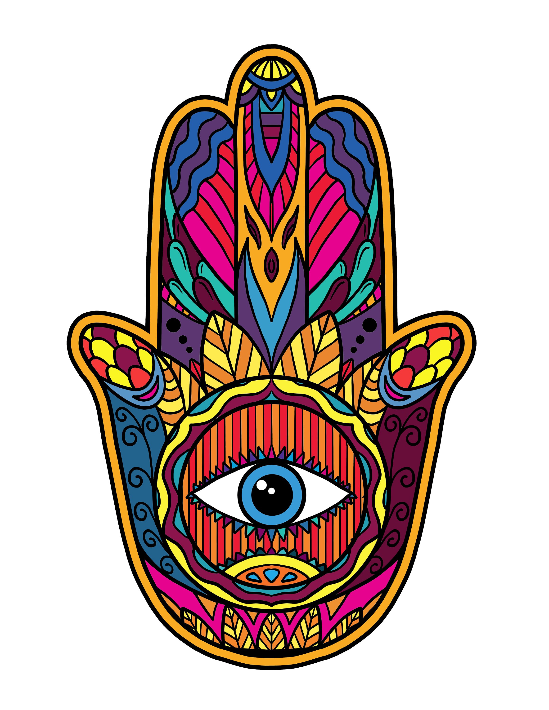 Hamsa Hand Coloring Page / Digital Download / Printable Jewish - Etsy