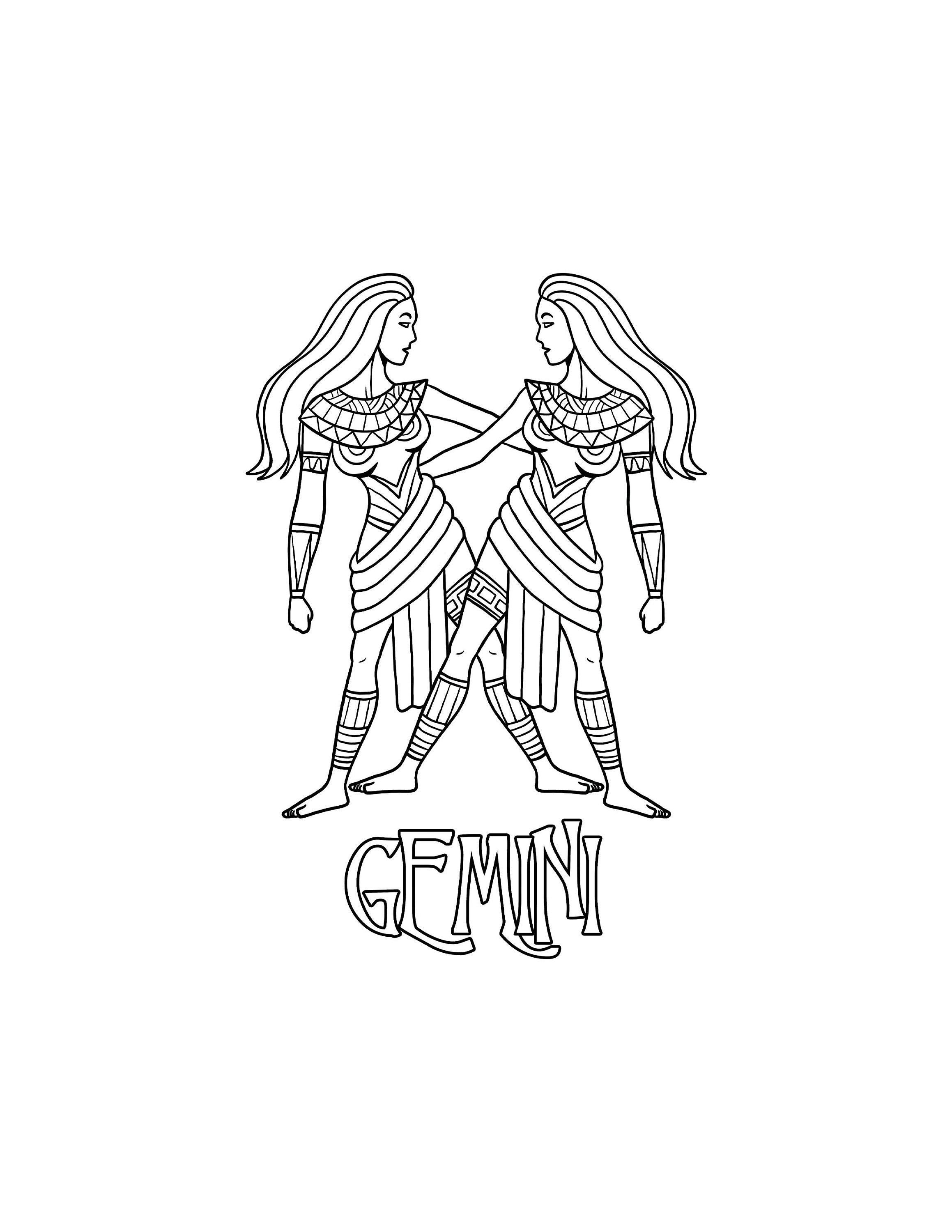 Gemini Coloring Page / Digital Download / Printable - Etsy