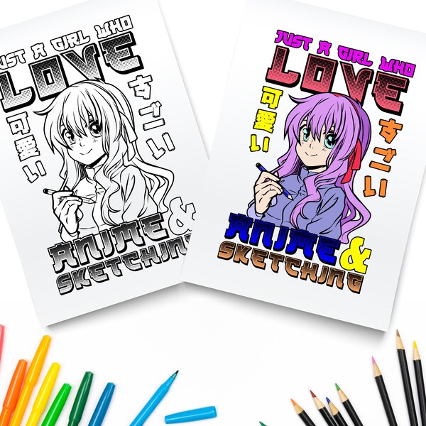 Anime Coloring Sheets - Etsy