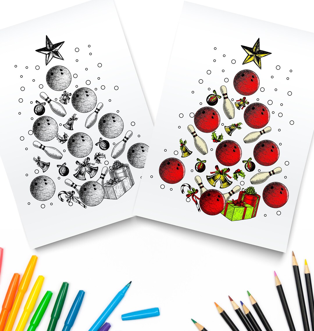 Bowling Christmas Tree Printable PDF / Digital Download / Christmas ...
