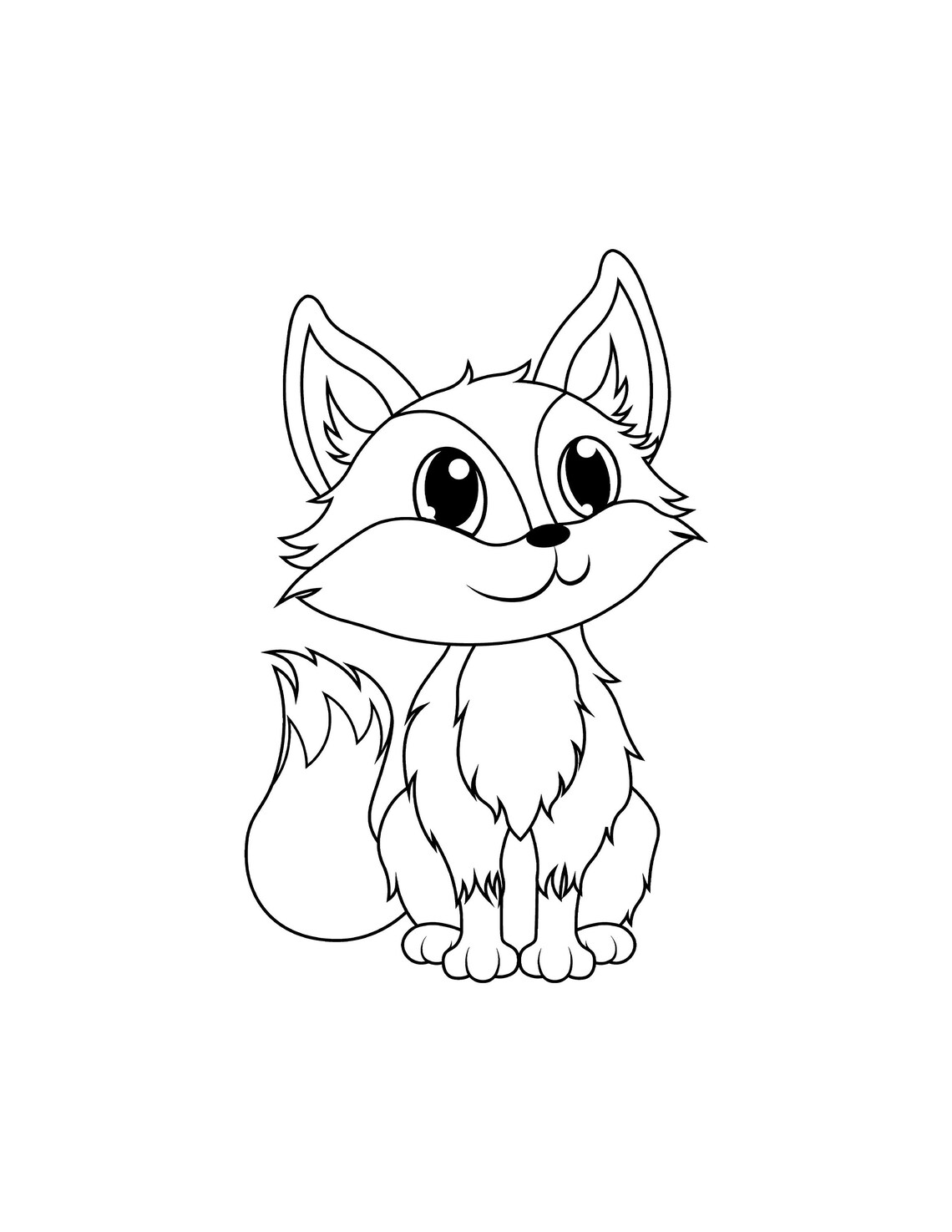 Printable Cute Little Fox / Digital Download / Cute Fox Coloring Pages ...