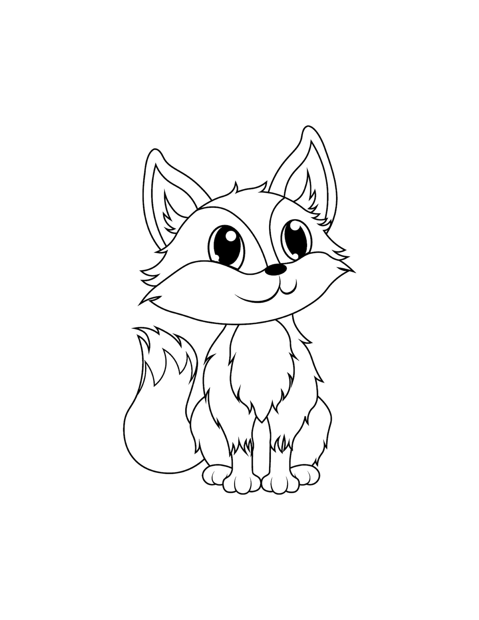 Printable Cute Little Fox / Digital Download / Cute Fox Coloring Pages ...