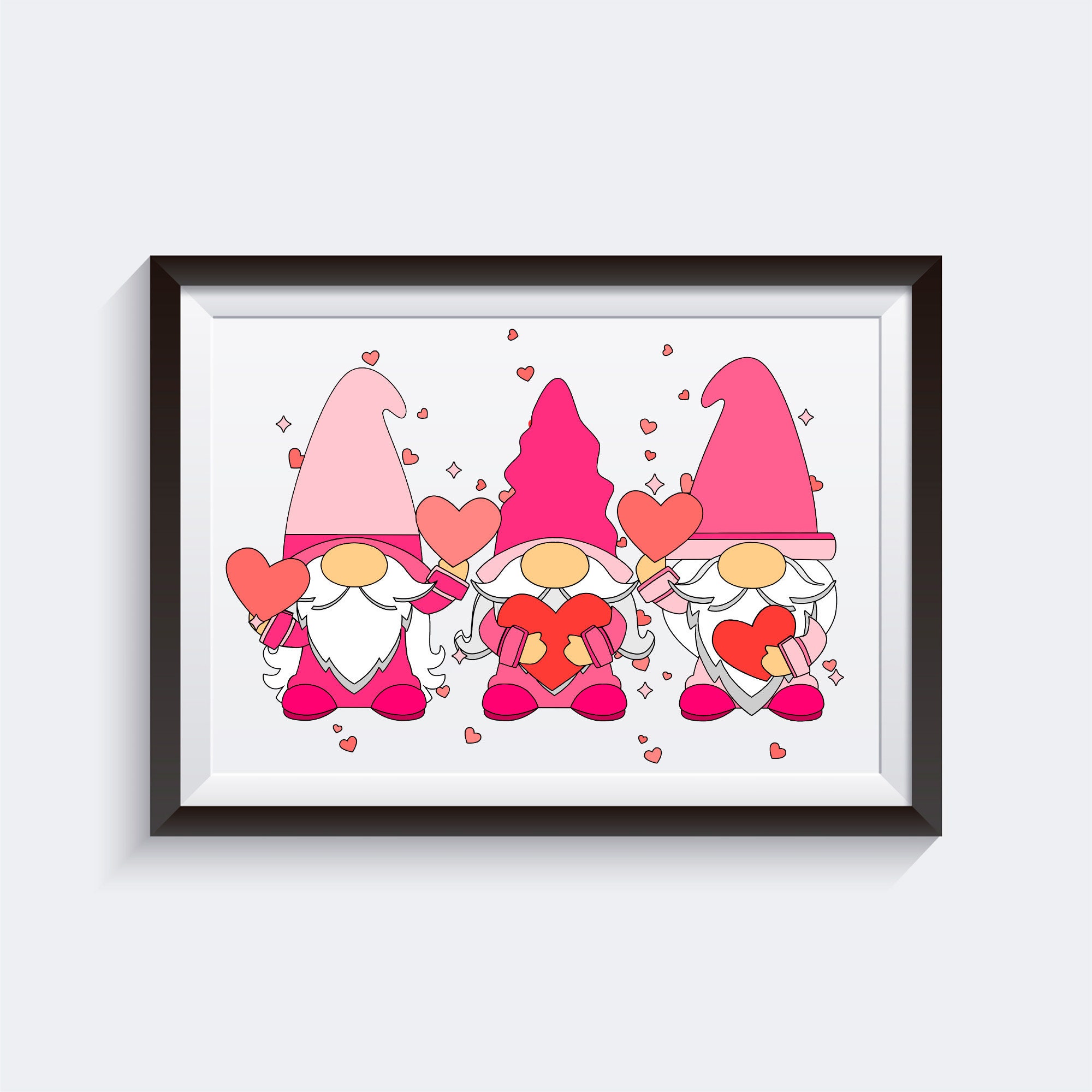 Valentines Gnomes Printable Coloring / Kids Valentines Day Downloadable ...