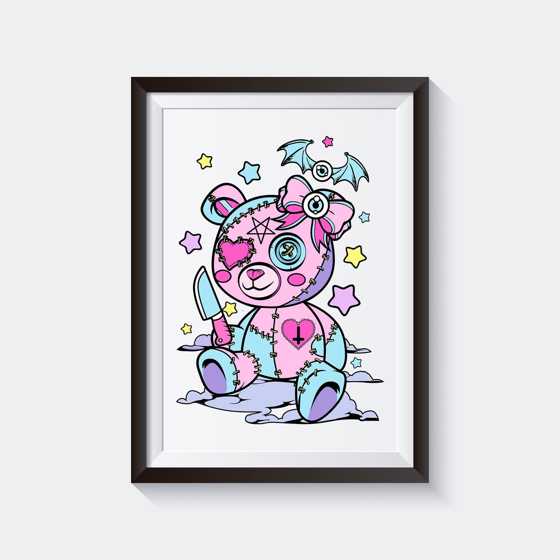Pastel Goth Coloring Page / Creepy Teddy Bear Digital Download - Etsy