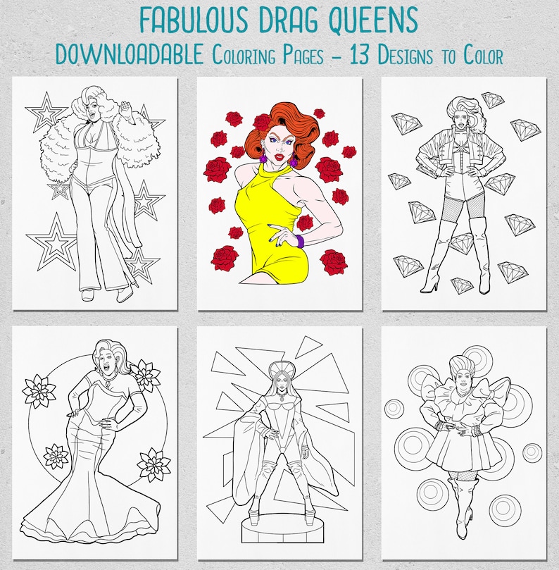 Drag Queen Adult Coloring Page / Digital Download / Drag Race - Etsy