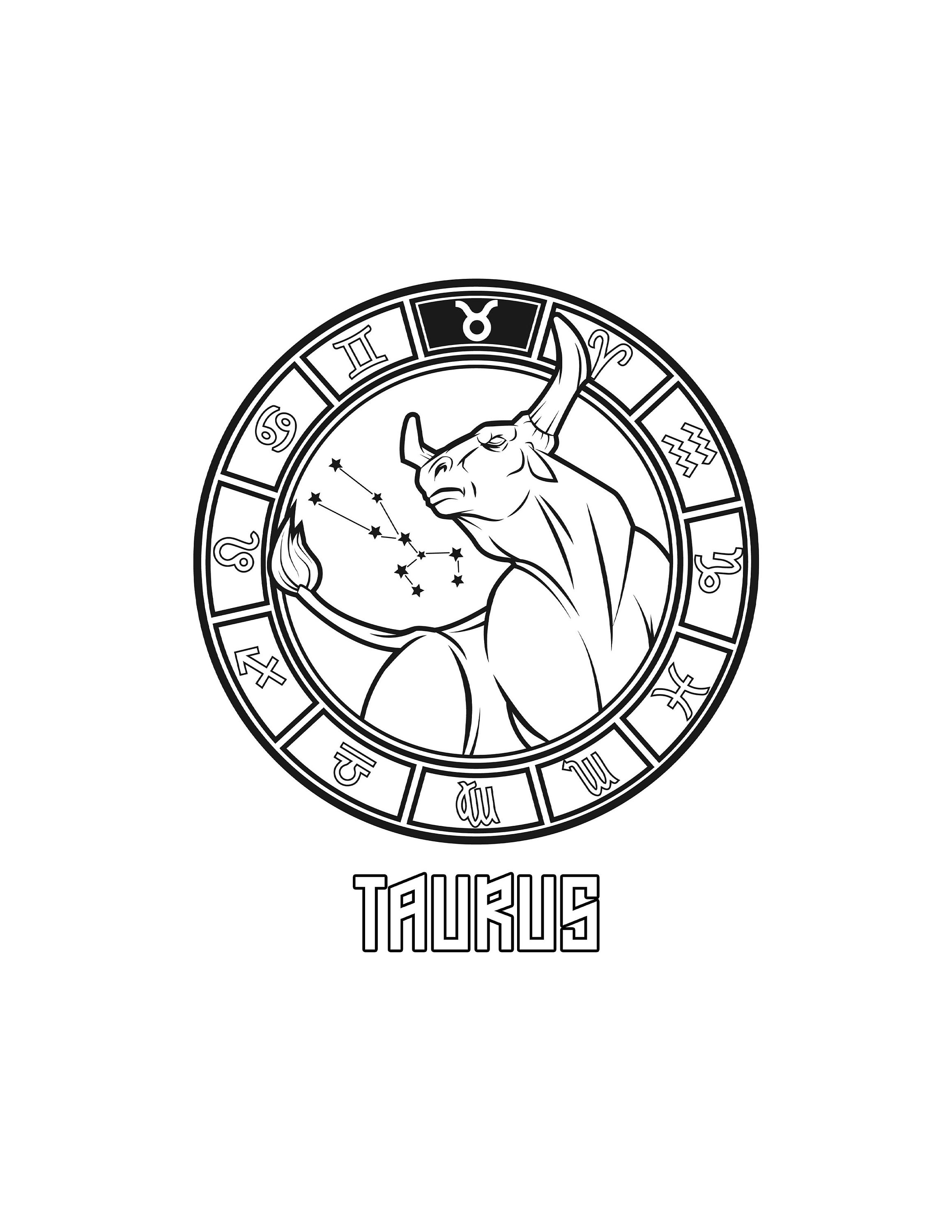 Taurus Zodiac Sign Printable / Zodiac Symbol / Digital Download ...