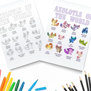 Cute Axolotl Coloring Page / Digital Download / Axolotls Kawaii Kids ...