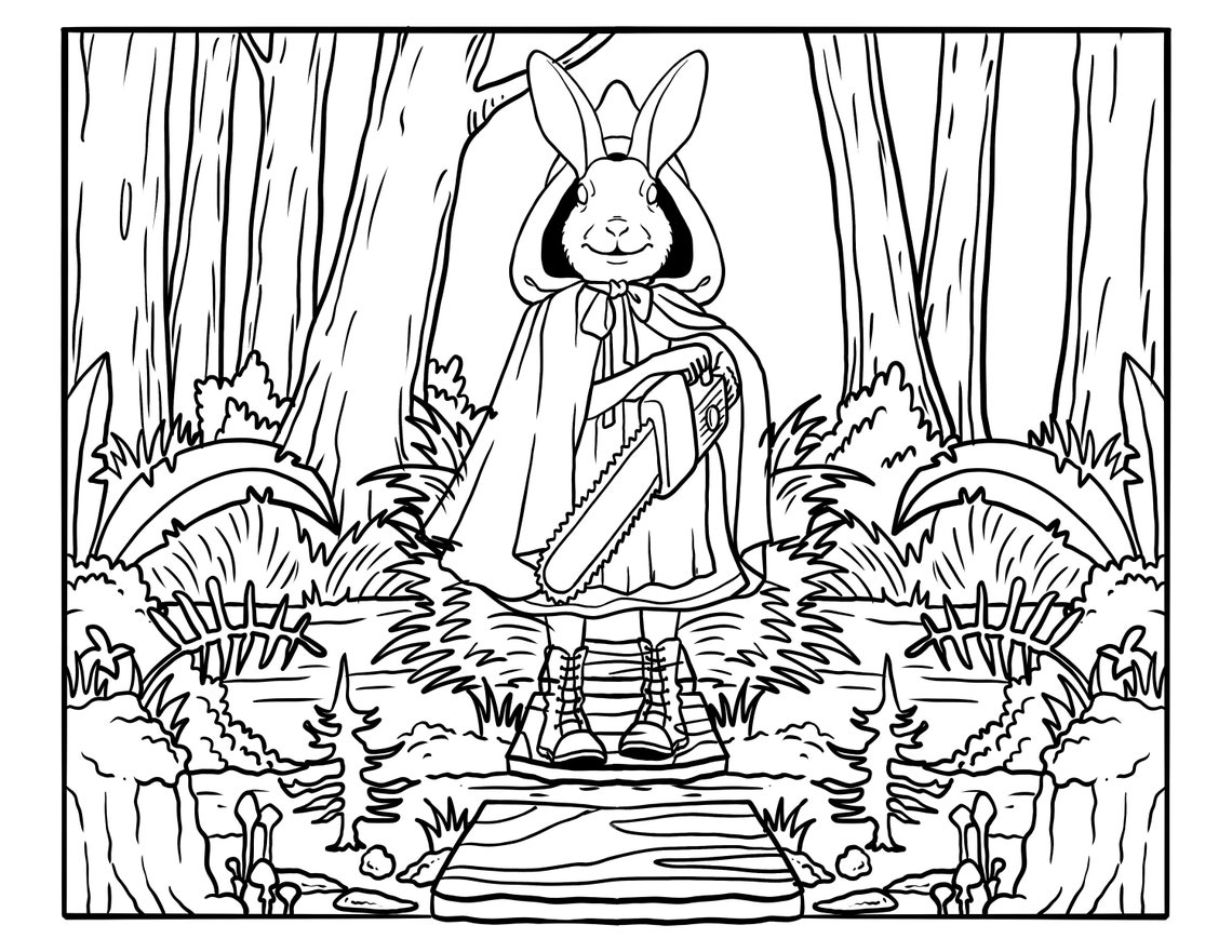 Printable Creepy Bunny / Digital Download / Bunny Coloring Page - Etsy