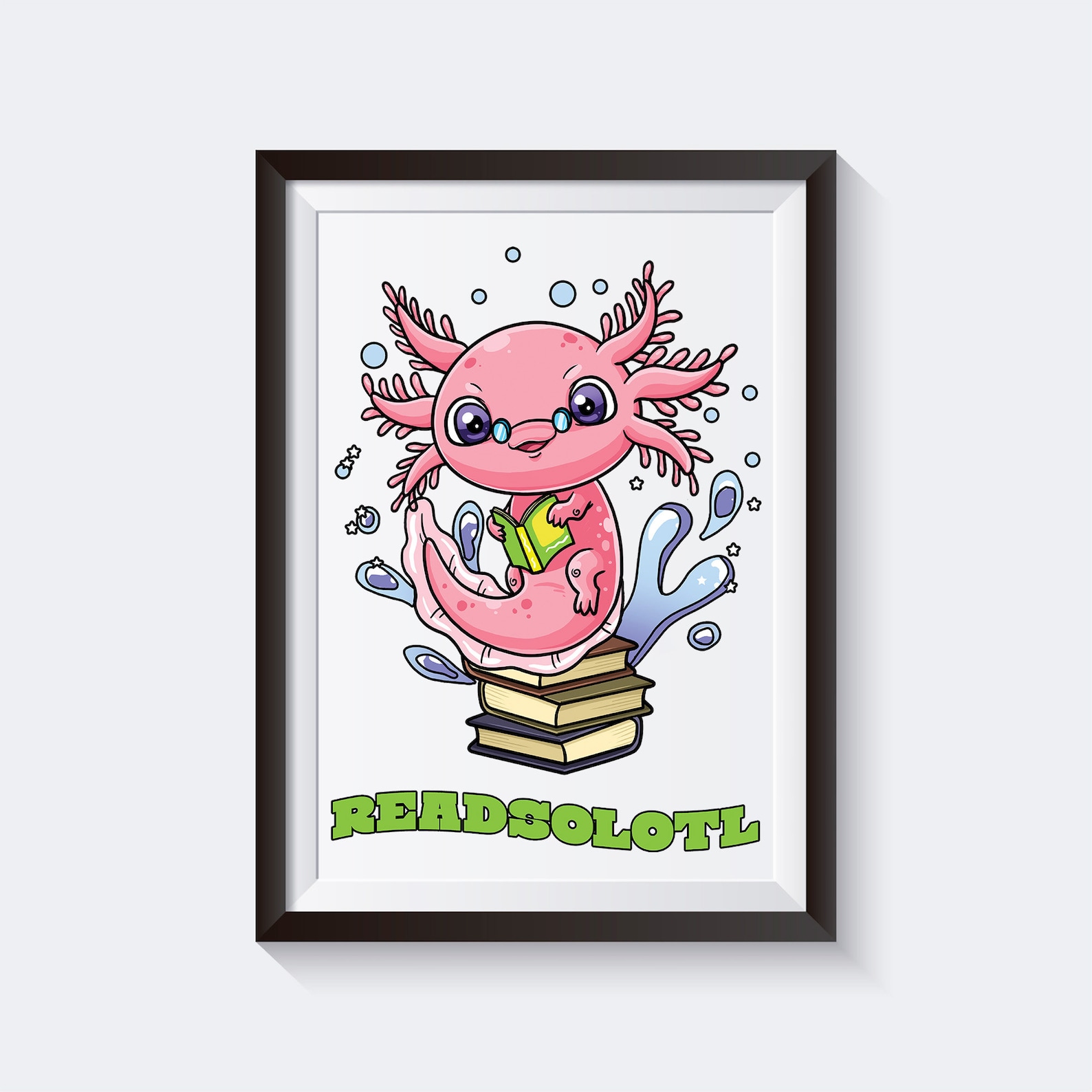 Cute Axolotl Coloring Page / Reading Digital Download / Axolotls Kawaii ...