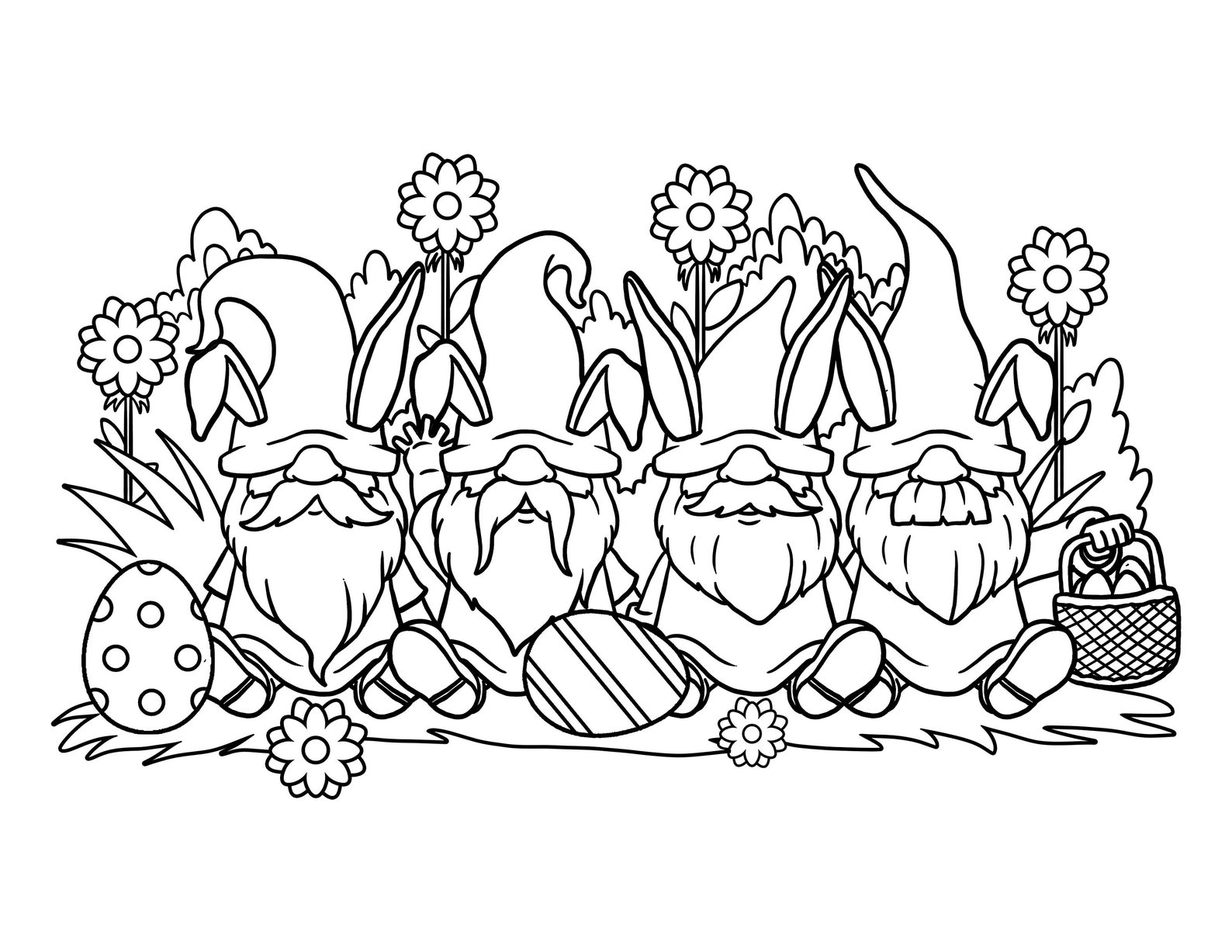 Easter Coloring Pages Printable / Easter Gnomes / Digital Download ...