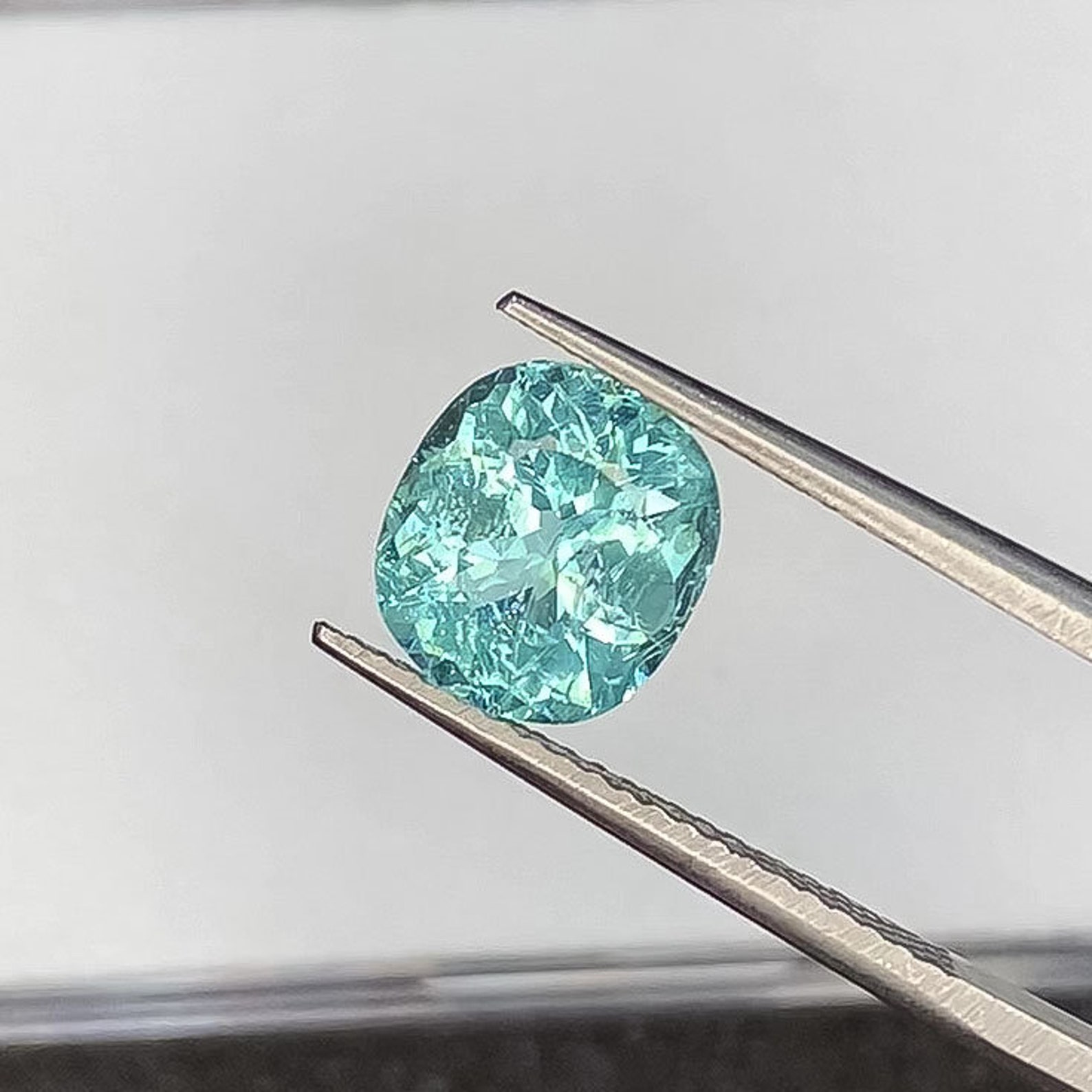 2.46 CT Stunning Paraiba Color Tourmaline, Cushion Shaped Faceted ...