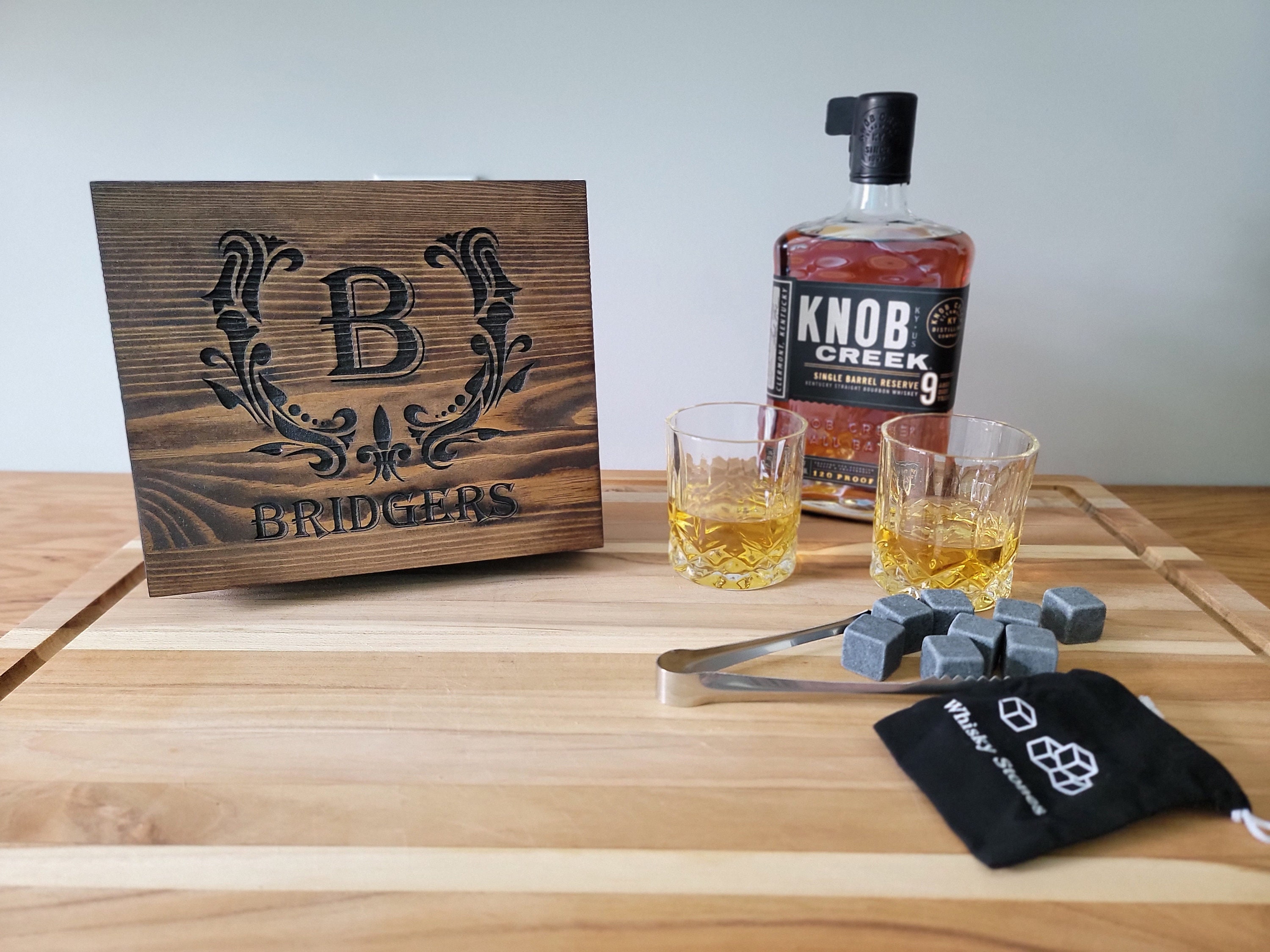 Custom Engraved Whiskey Box T Set Personalized Whiskey Stone Set