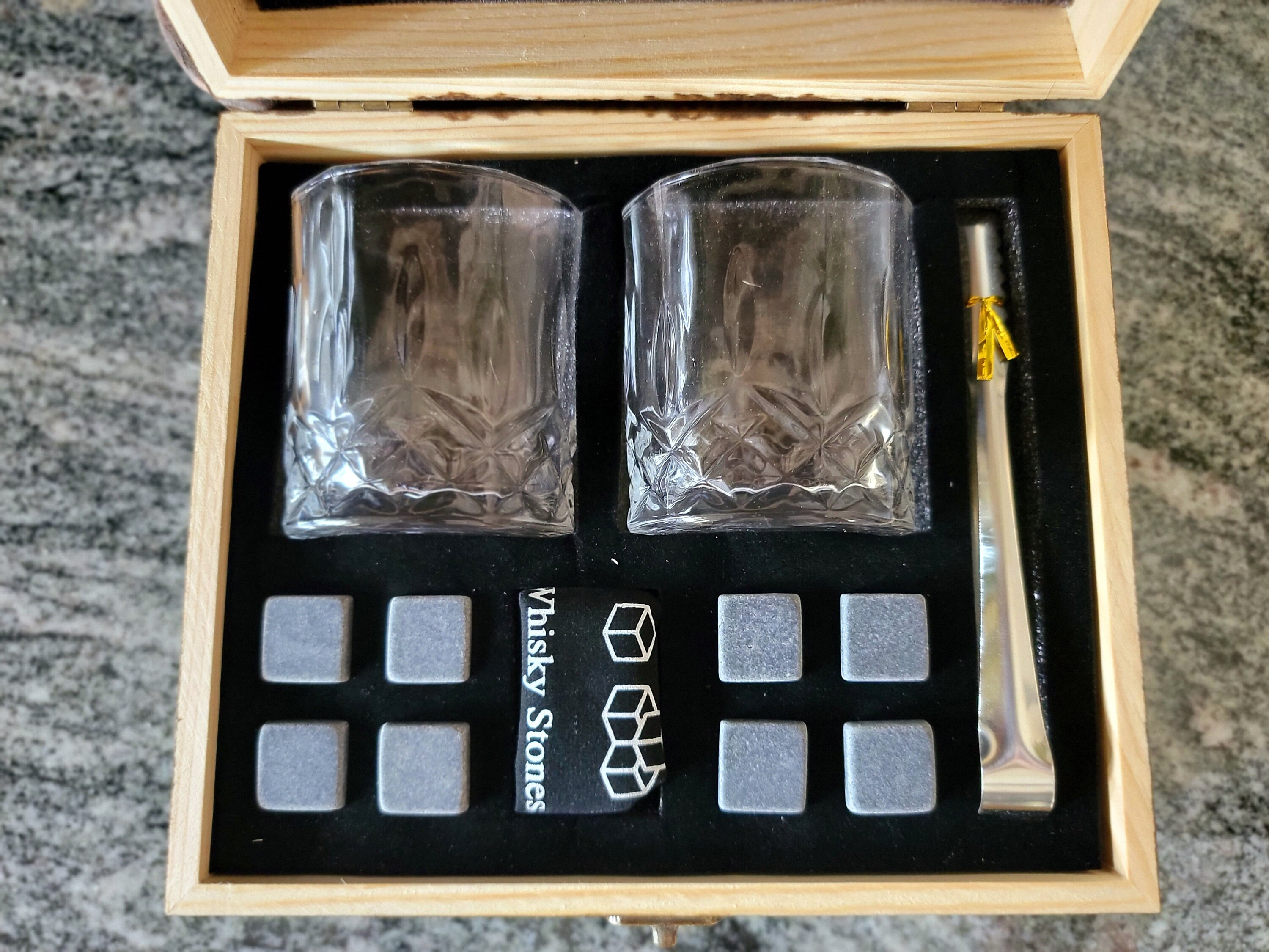 Custom Engraved Whiskey Box Gift Set, Personalized Whiskey Stone Set ...